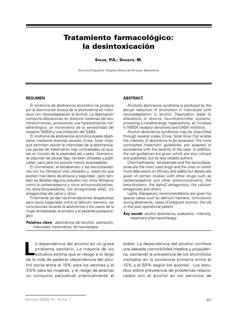 Tratamiento Farmacológico Desintoxicación PDF | PDF | Despachador de ...
