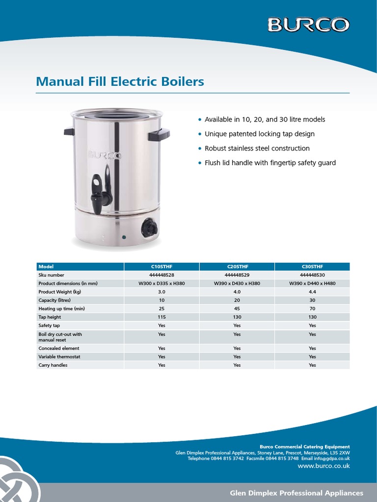 Burco Electric Boilers Overview | PDF