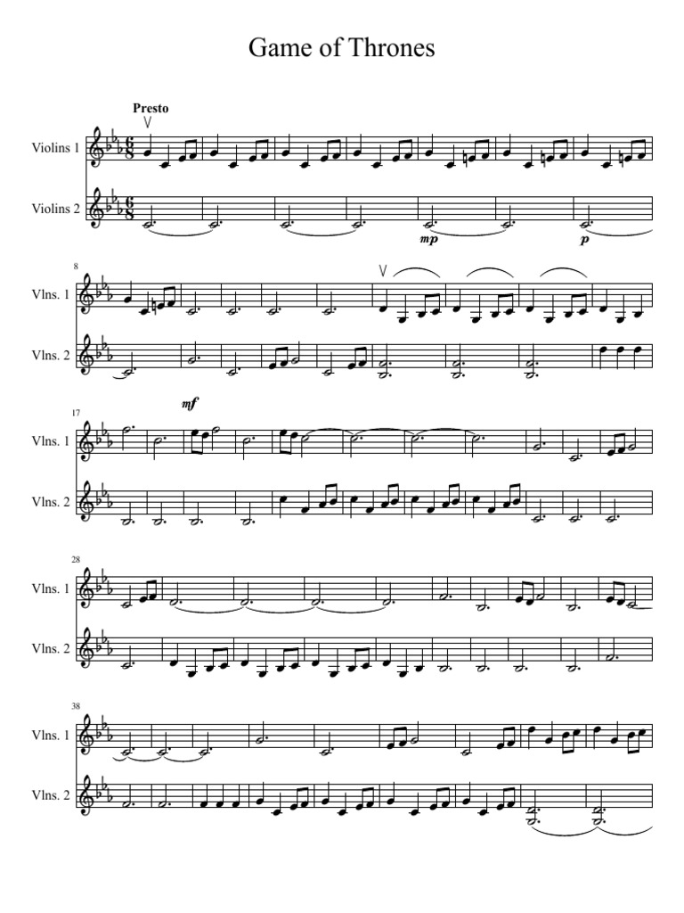 Game of Thrones Sheet Music | PDF