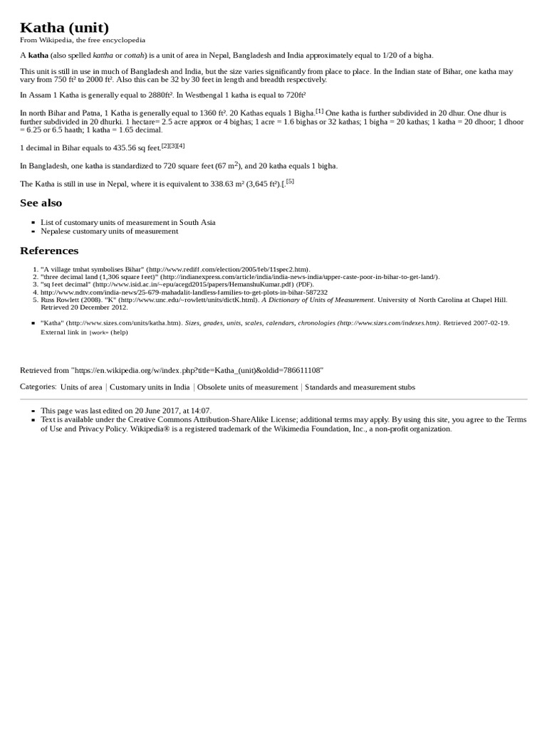 Katha (Unit) - Wikipedia | PDF