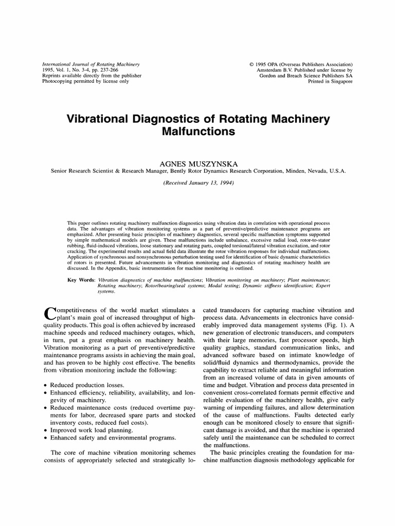 Vibrational Diagnostics of Rotating Machinery | PDF | Normal Mode ...
