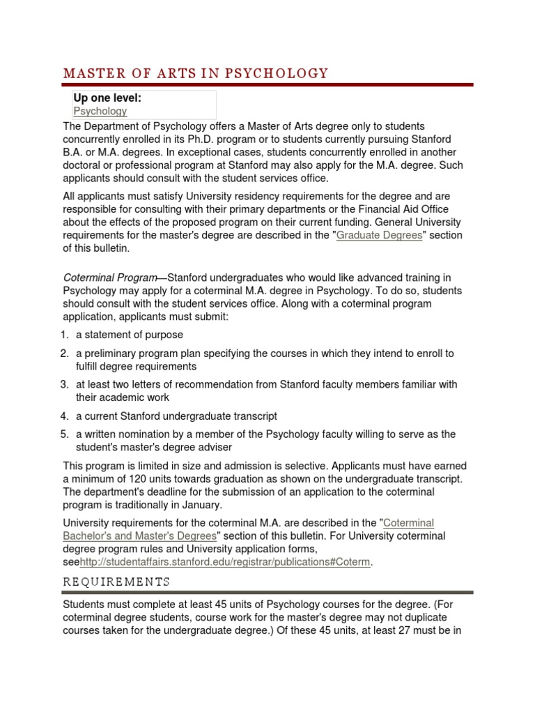 Master of Arts in Psychology | PDF | Academic Degree | Thesis