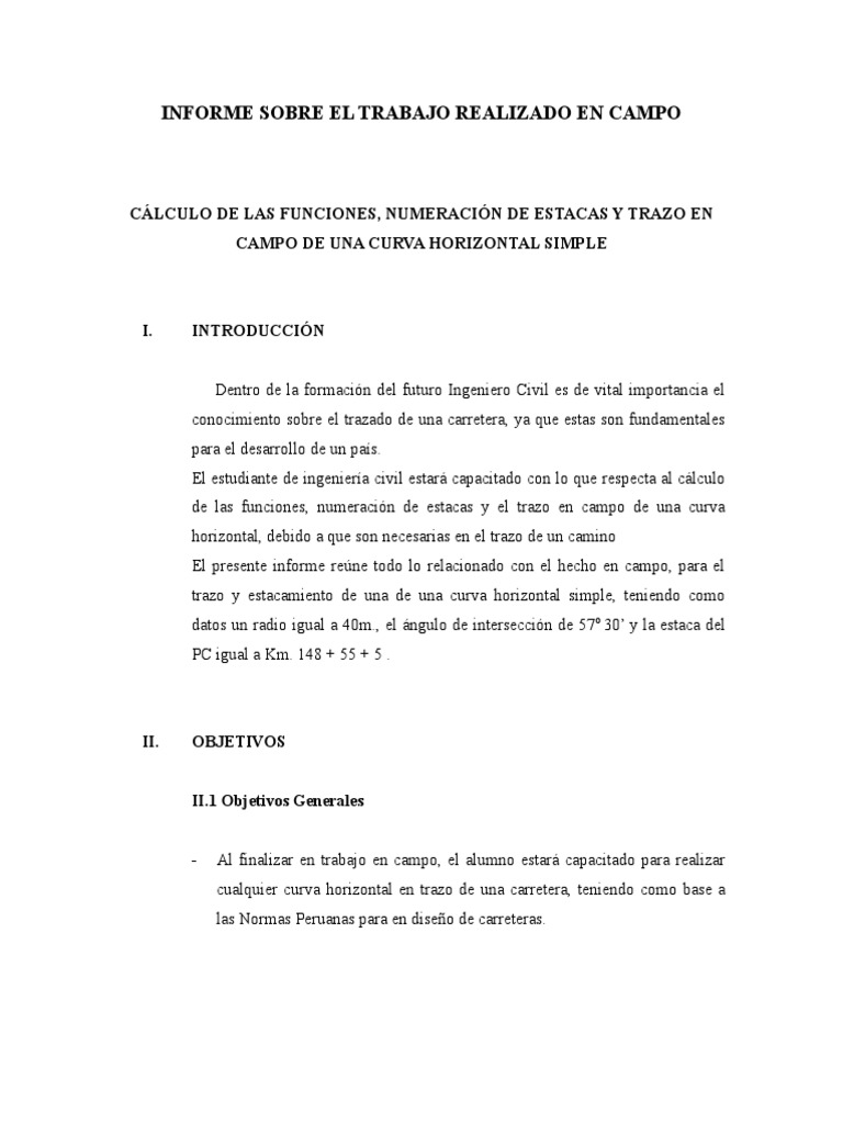 Trazo de Una Curva Horizontal Simple | PDF | Curva | Ingeniero civil