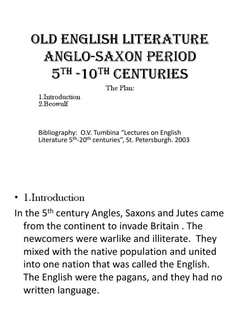 Old English Literature Anglo-Saxon Period 5 - 10 Centuries: TH TH | PDF ...