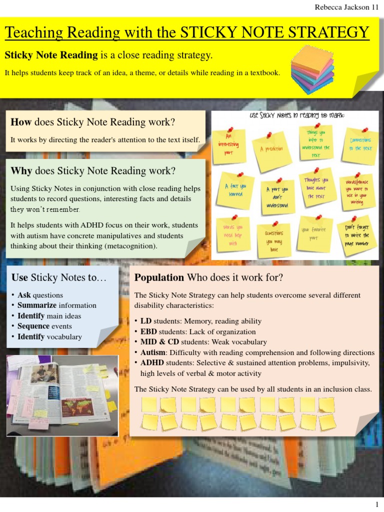 Sticky Notes | PDF | Reading Comprehension | Reading (Process)