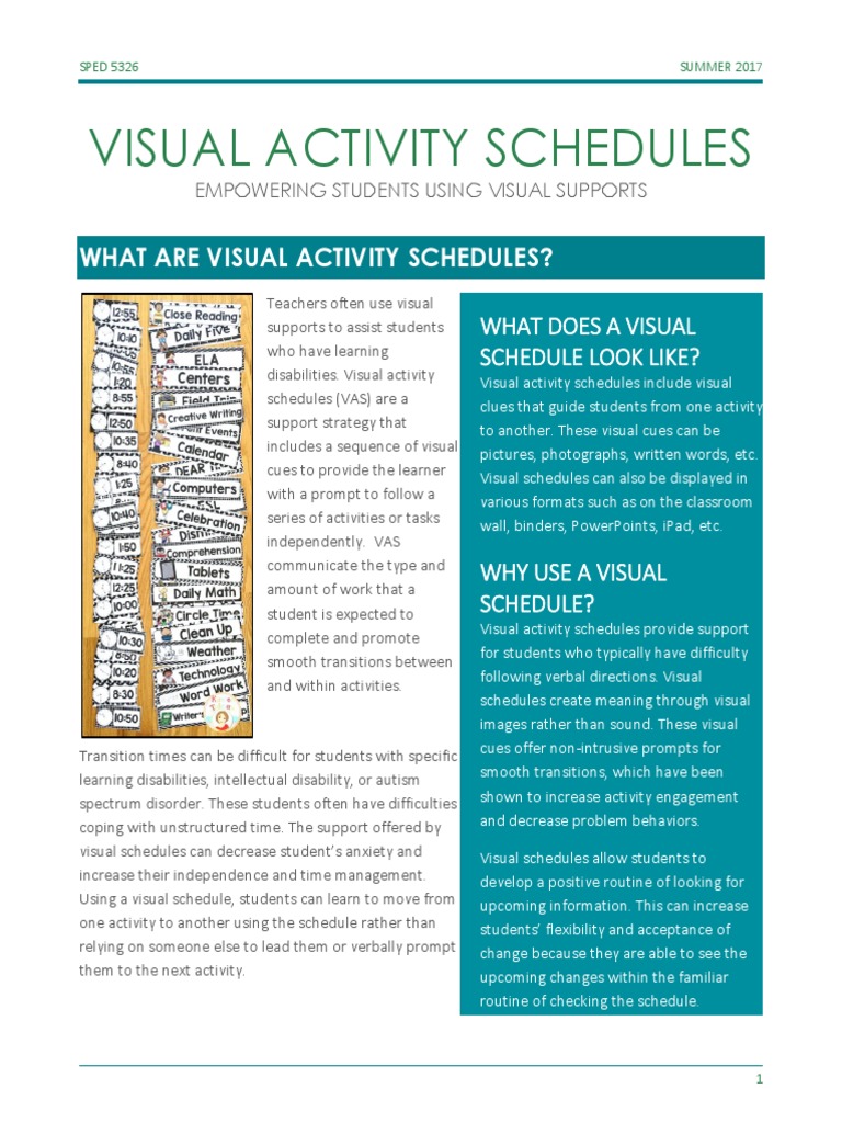 Visual Schedules | PDF | Learning Disability | Intellectual Disability