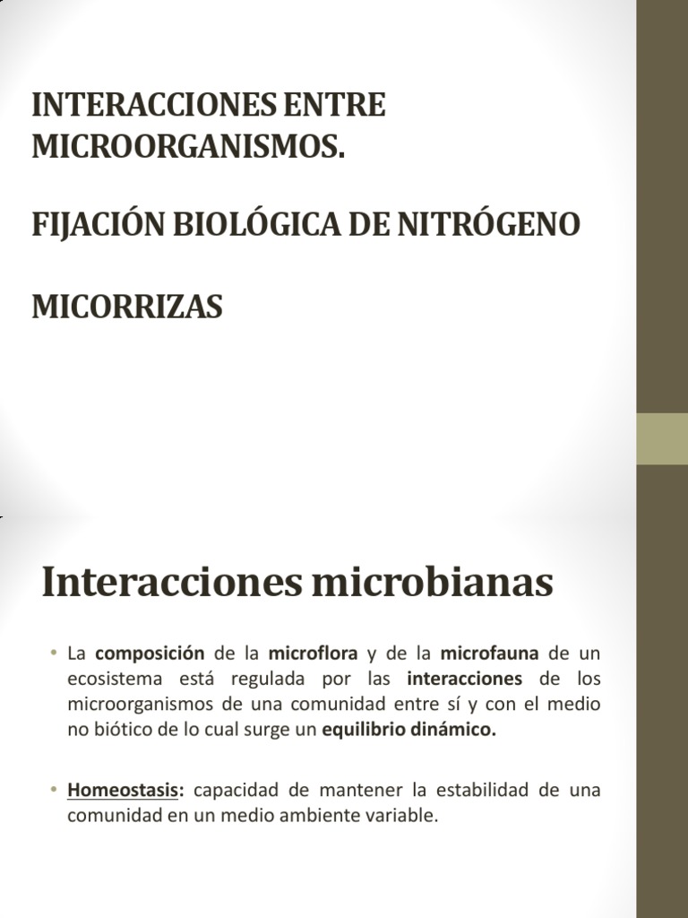 Clase 3 Interacciones Microbianas | PDF | Nitrógeno | Naturaleza