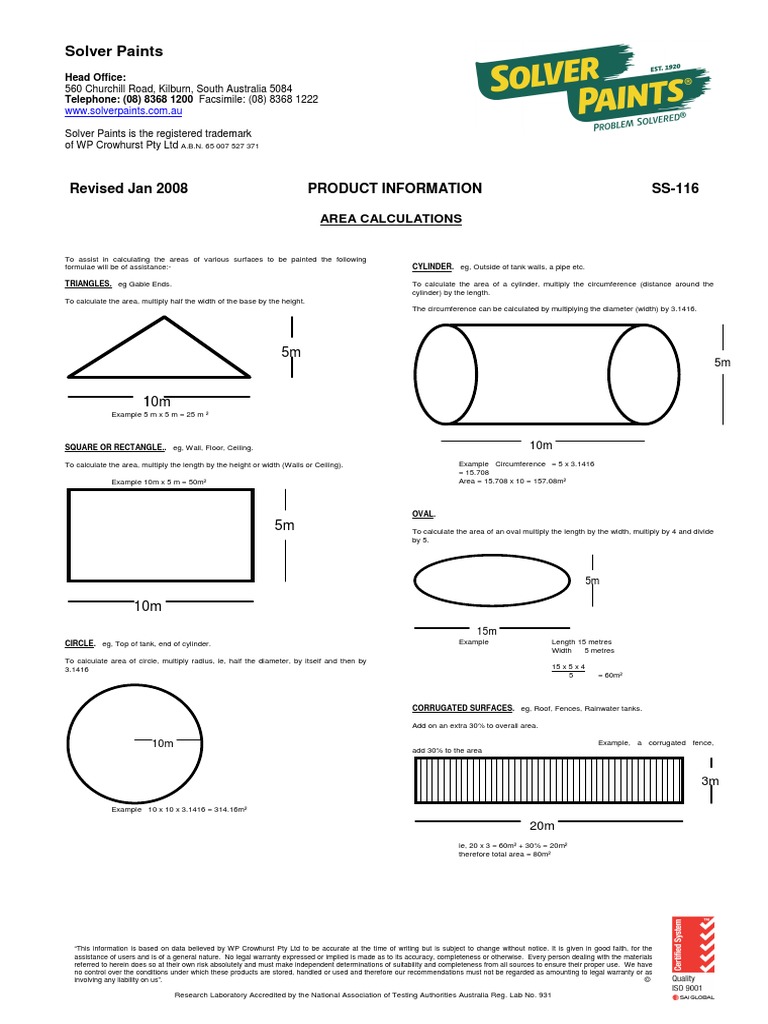 Solver Paints: Revised Jan 2008 Product Information SS-116 | PDF | Area ...