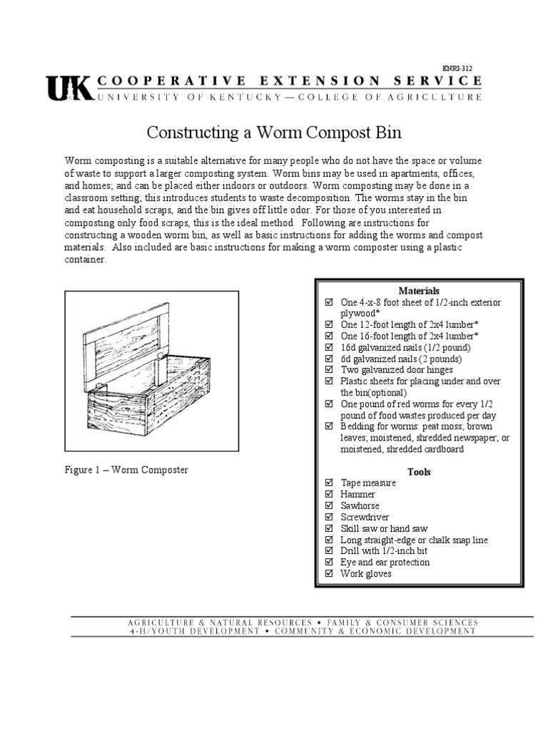 Constructing A Worm Compost Bin - University of Kentucky | PDF ...