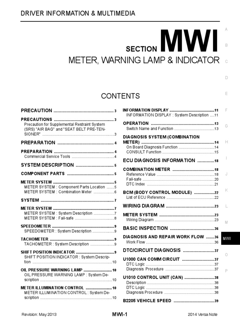 Meter, Warning Lamp & Indicator: Section | PDF | Airbag | Lighting