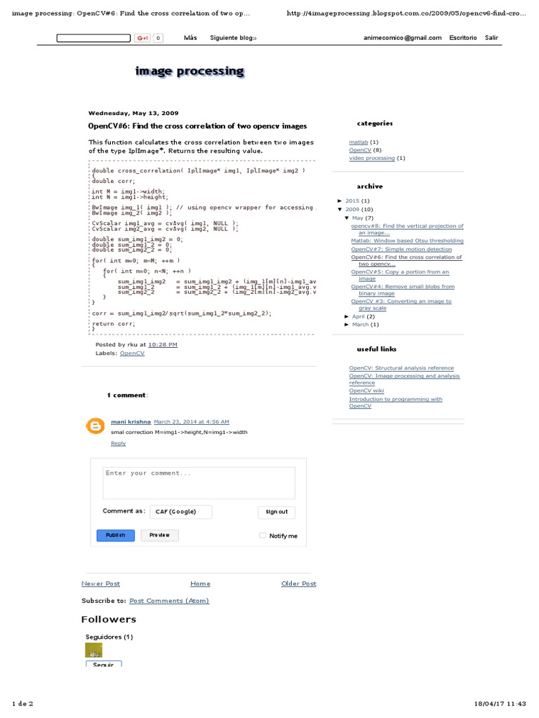 Image Processing: Opencv#6: Find The Cross Correlation of Two Opencv ...