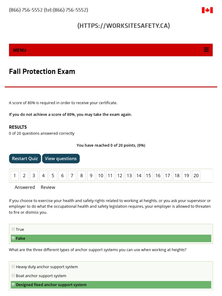 Fall Protection Exam - Worksite Safety6 | PDF | Nature