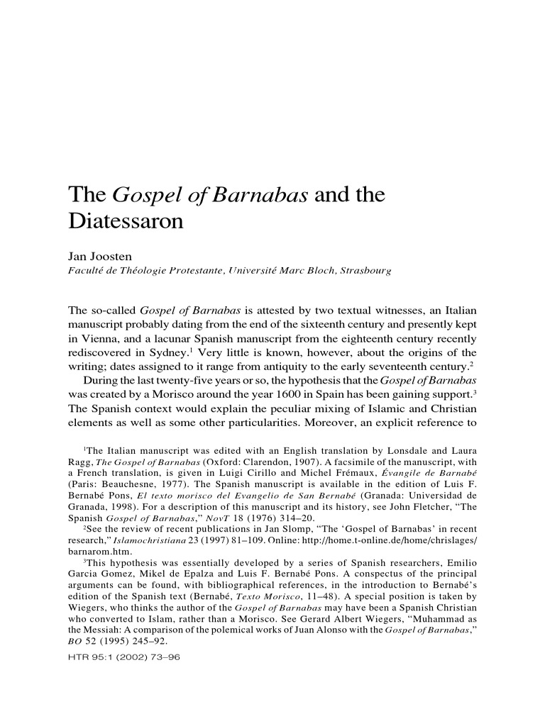 Gospel of Barnabas PDF | PDF | Religious Texts | Christian Texts