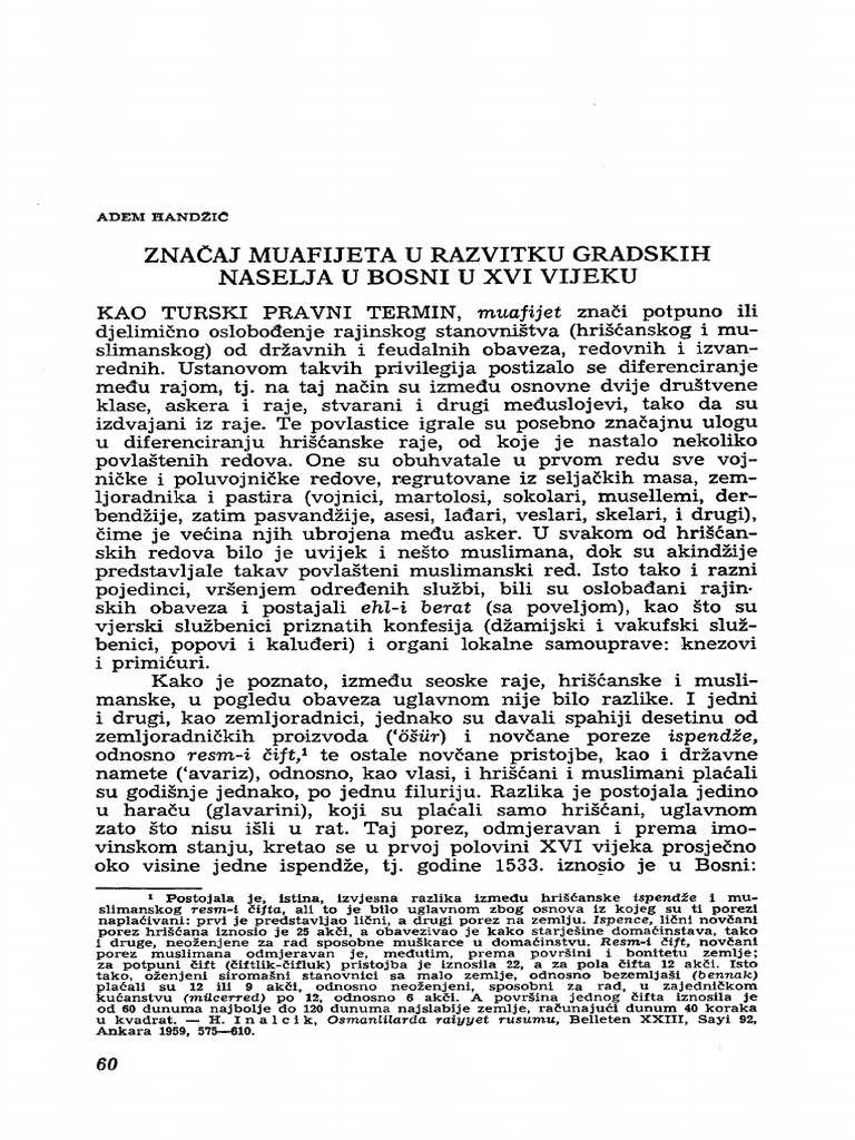 Adem Handzic-Znacaj Muafijeta U Razvitku Gradskih Naselja U Bosni U 16 ...