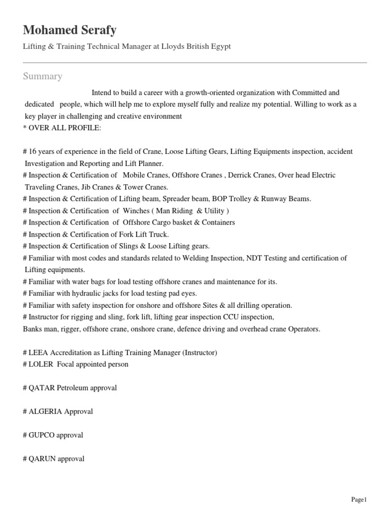 Mohamed Seraf y | PDF | Crane (Machine) | Elevator