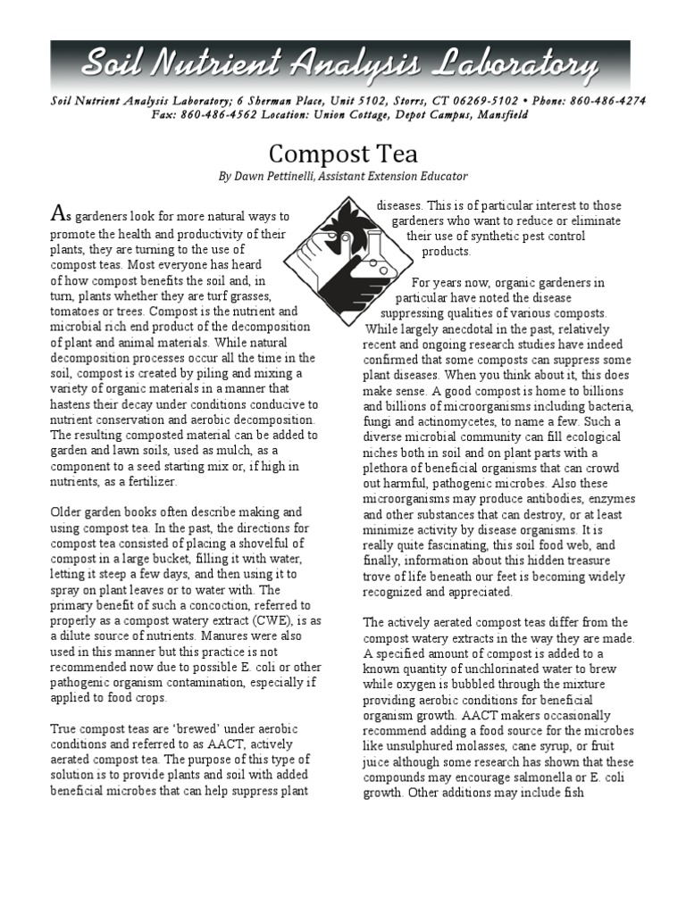 Compost Tea: Professional and Homeowner Applications - Soil Nutrient Analysis Laboratory | PDF ...