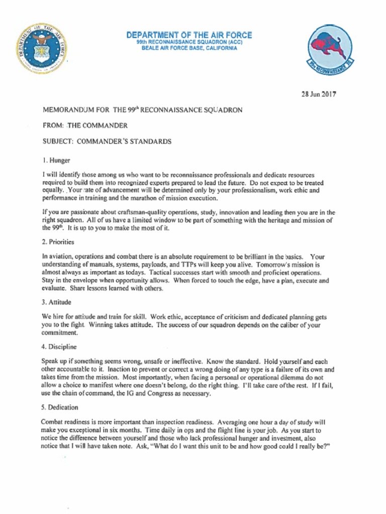 99 RS Commander's Standards | PDF
