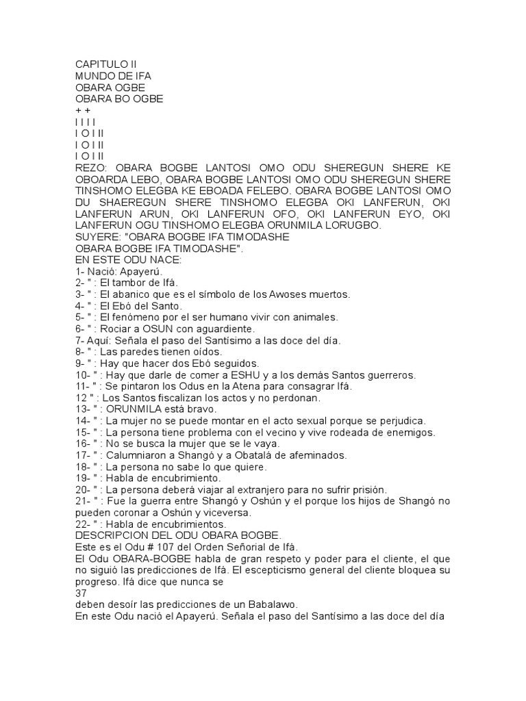 Significado y secretos de Obara Bogbe | PDF | Pena capital | Religión y ...