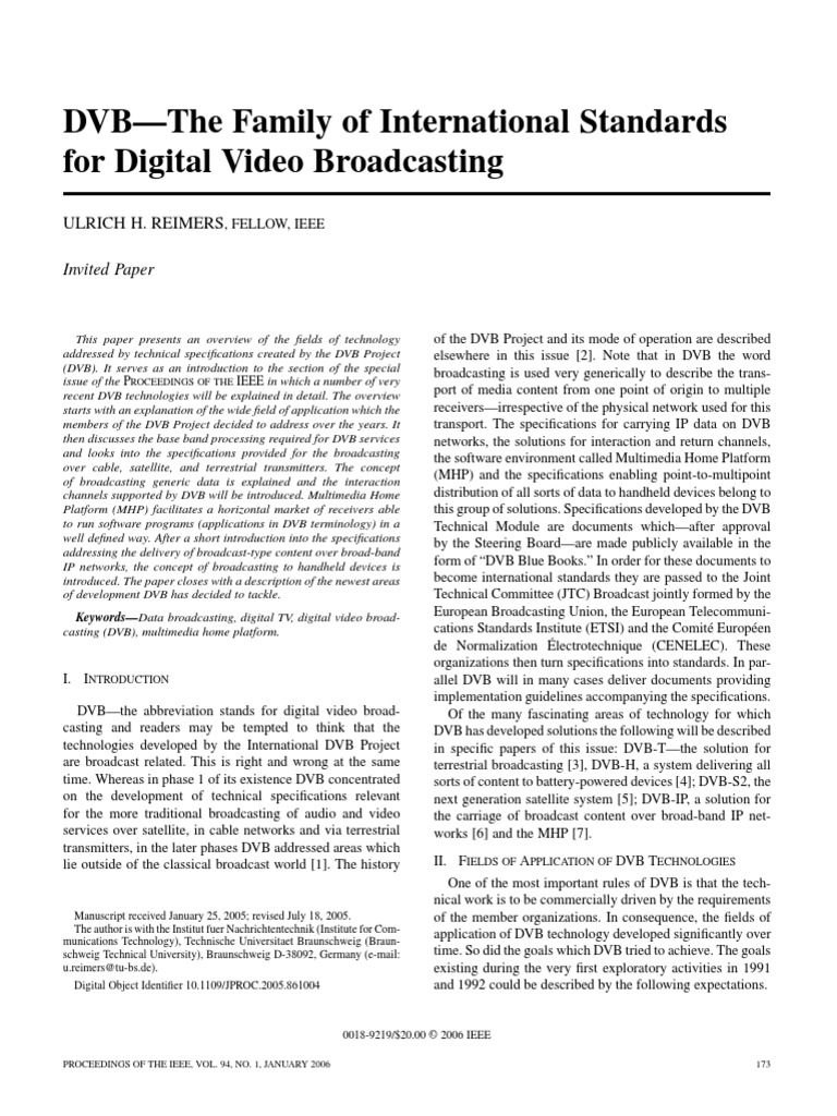 DVB-The Family of International Standards PDF | PDF