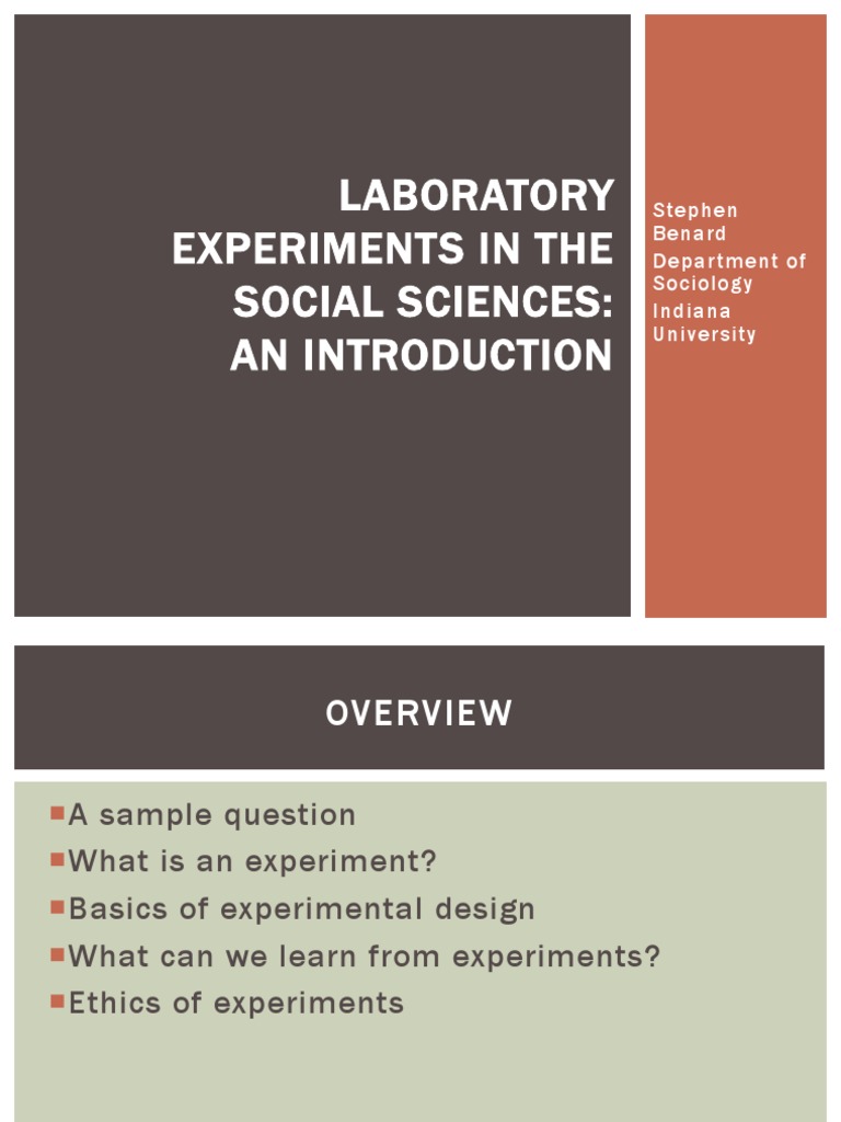 Laboratory Experiments in The Social Sciences: An Introduction | PDF | Experiment | Validity ...