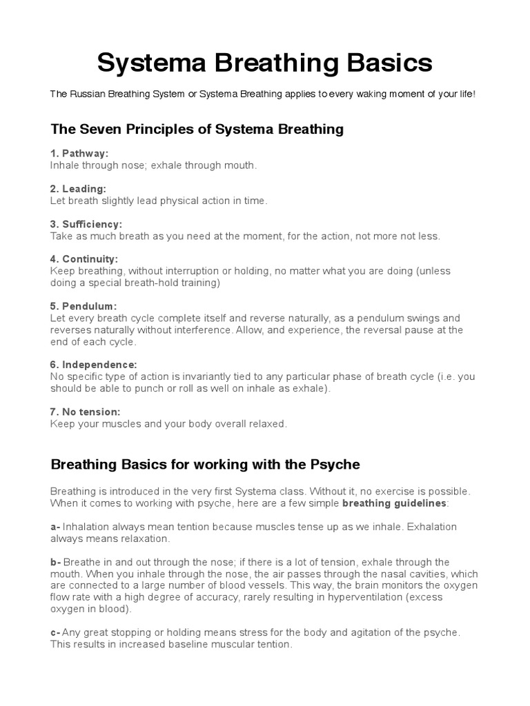 The Seven Principles of Systema Breathing: Guidelines for Using the ...