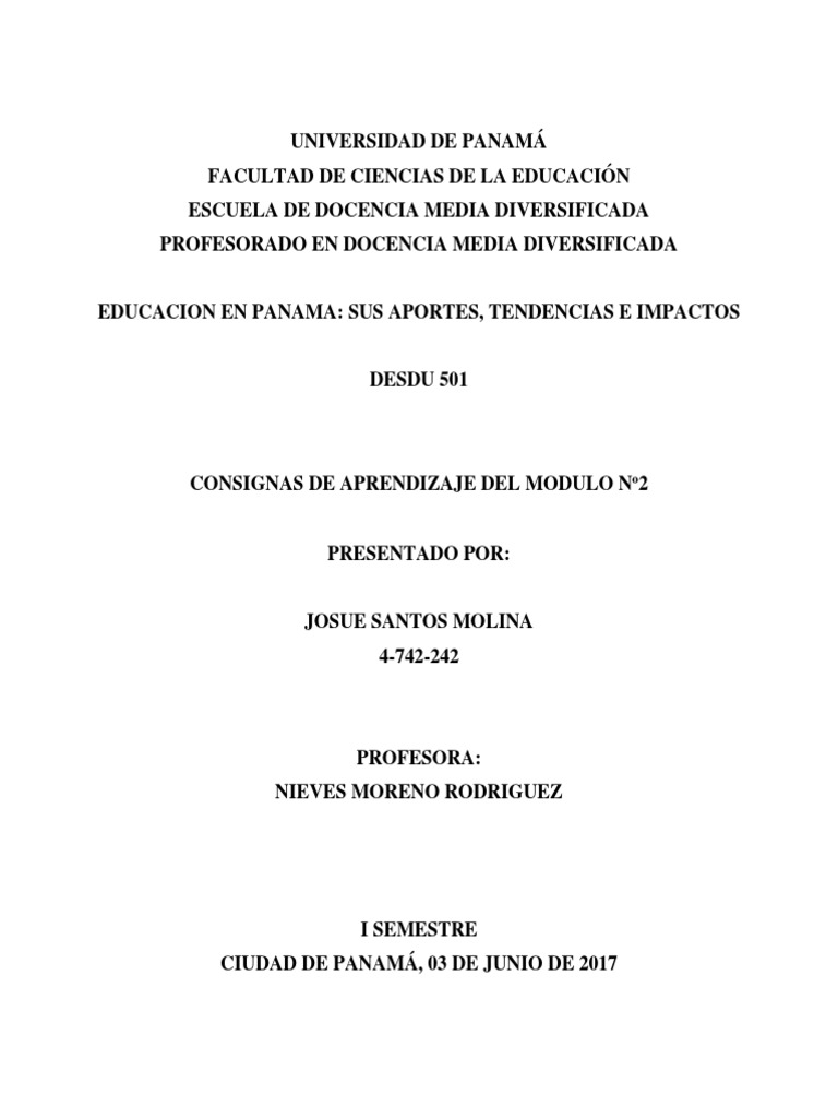 Consignas de Aprendizaje Del Modulo Nº2 Educ en Anama | PDF | Panamá | Universidad