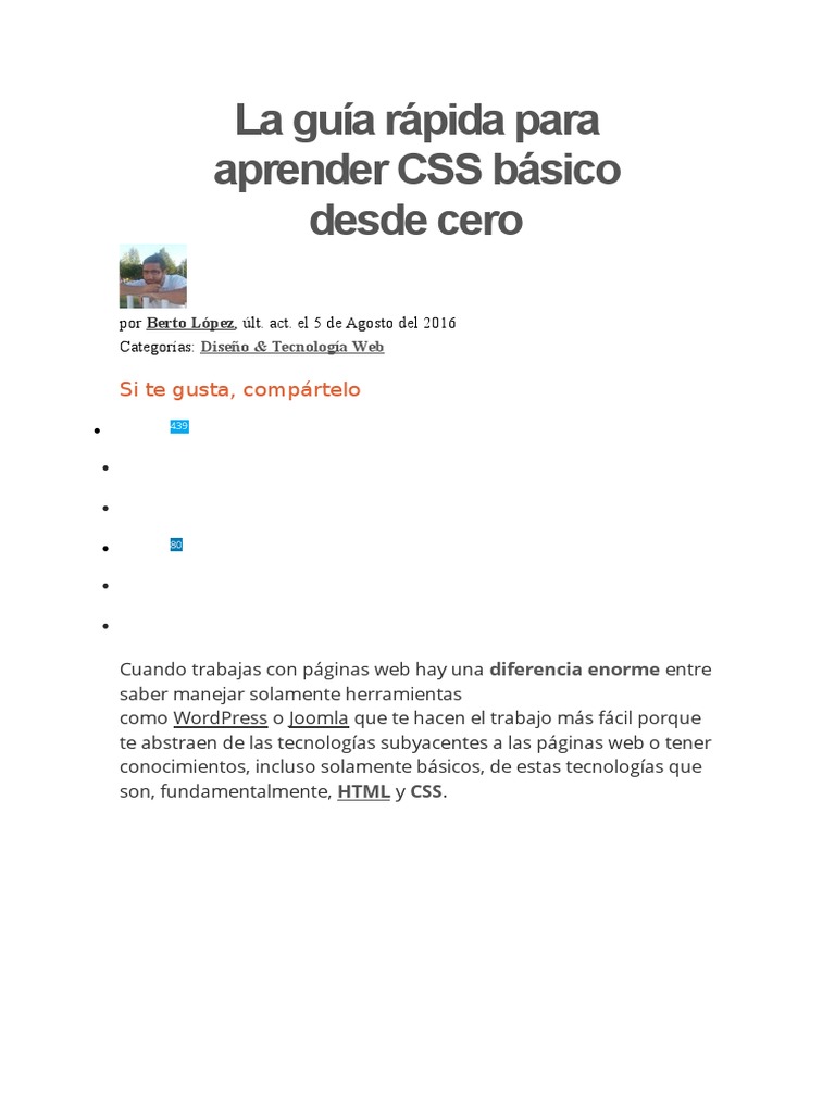 La Guía Rápida para Aprender CSS Básico Desde Cero | PDF | Hojas de ...