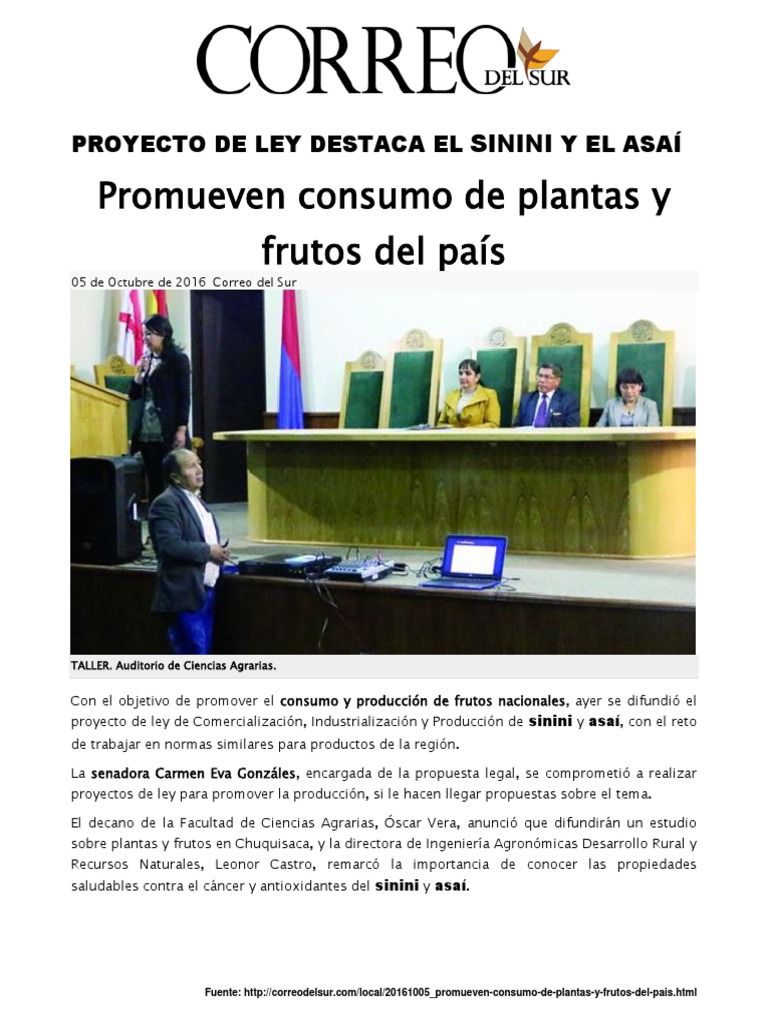 Promueven Consumo de Sinini - Asaí - Plantas y Frutos Del País | PDF ...