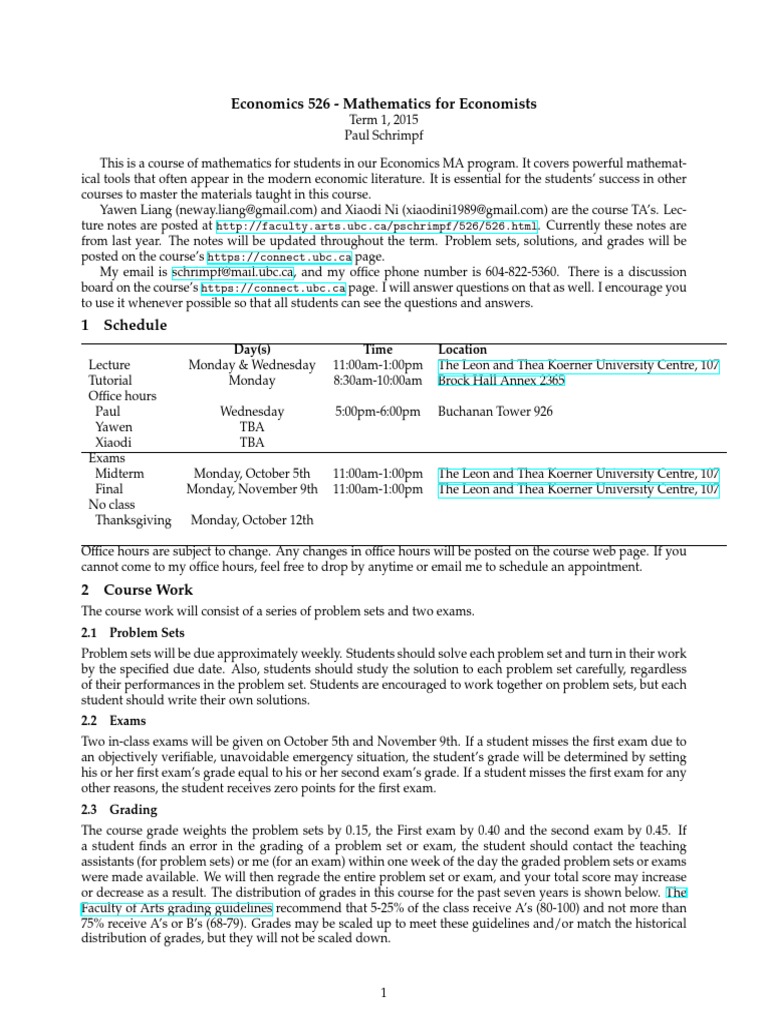 Mathematics for Economics- UBC MA- 2015-Course Outline | Mathematical ...