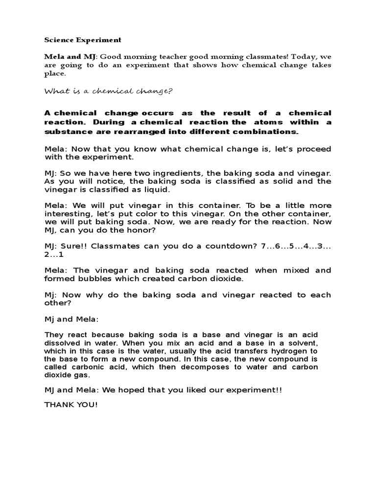 Science Experiment-Script | PDF