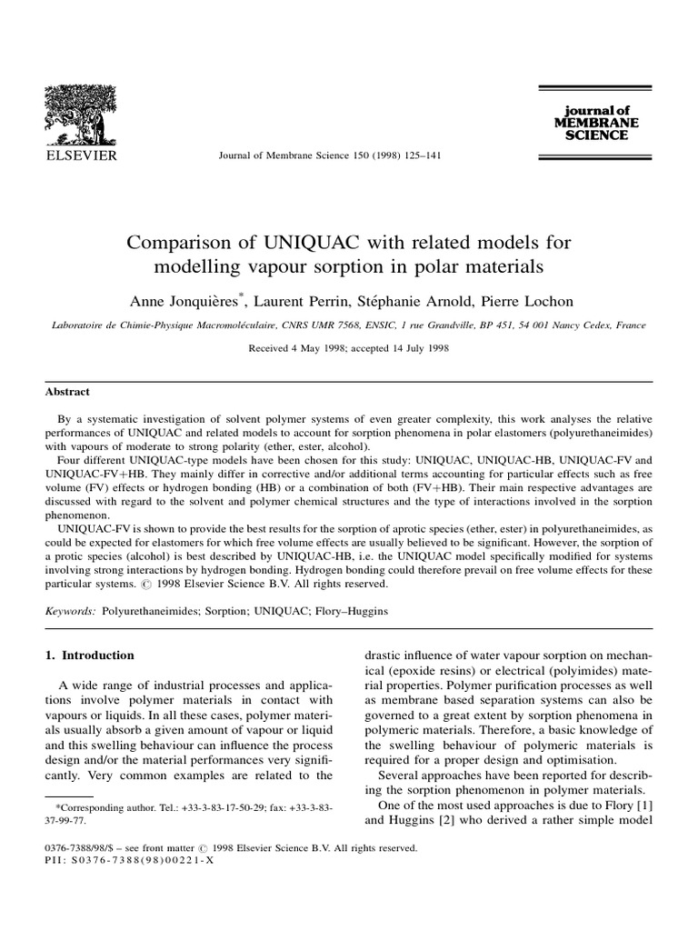 Uniquac PDF | PDF | Errors And Residuals | Solvent