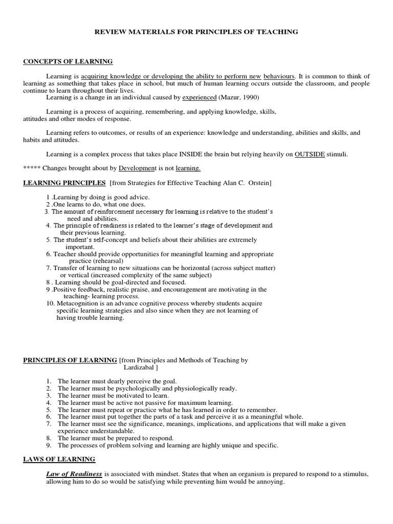 Let Principles of Teaching-Notes | PDF | Motivation | Motivational