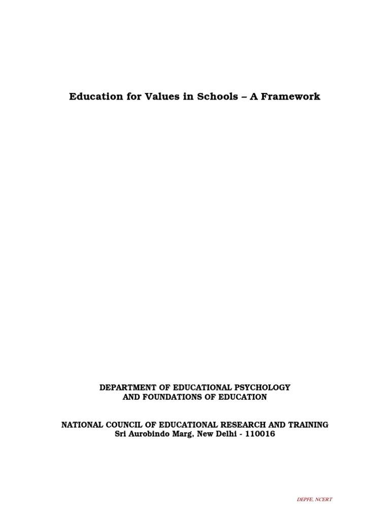 Education For Values in Schools - A Framework | PDF | Value (Ethics ...