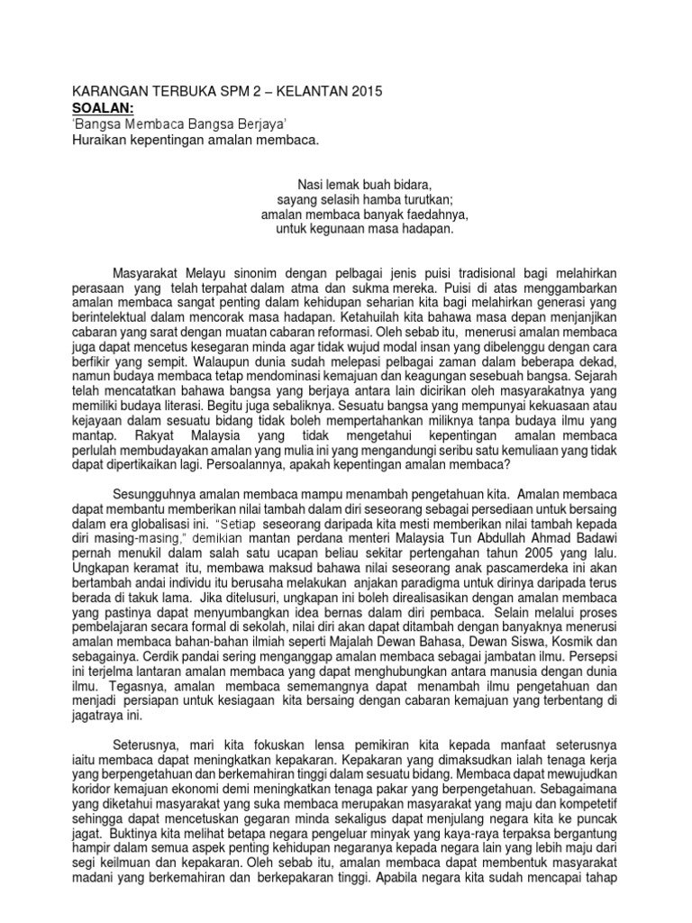 Contoh Karangan Spm Bangsa Membaca Bangsa Berjaya - SkyearesSmall