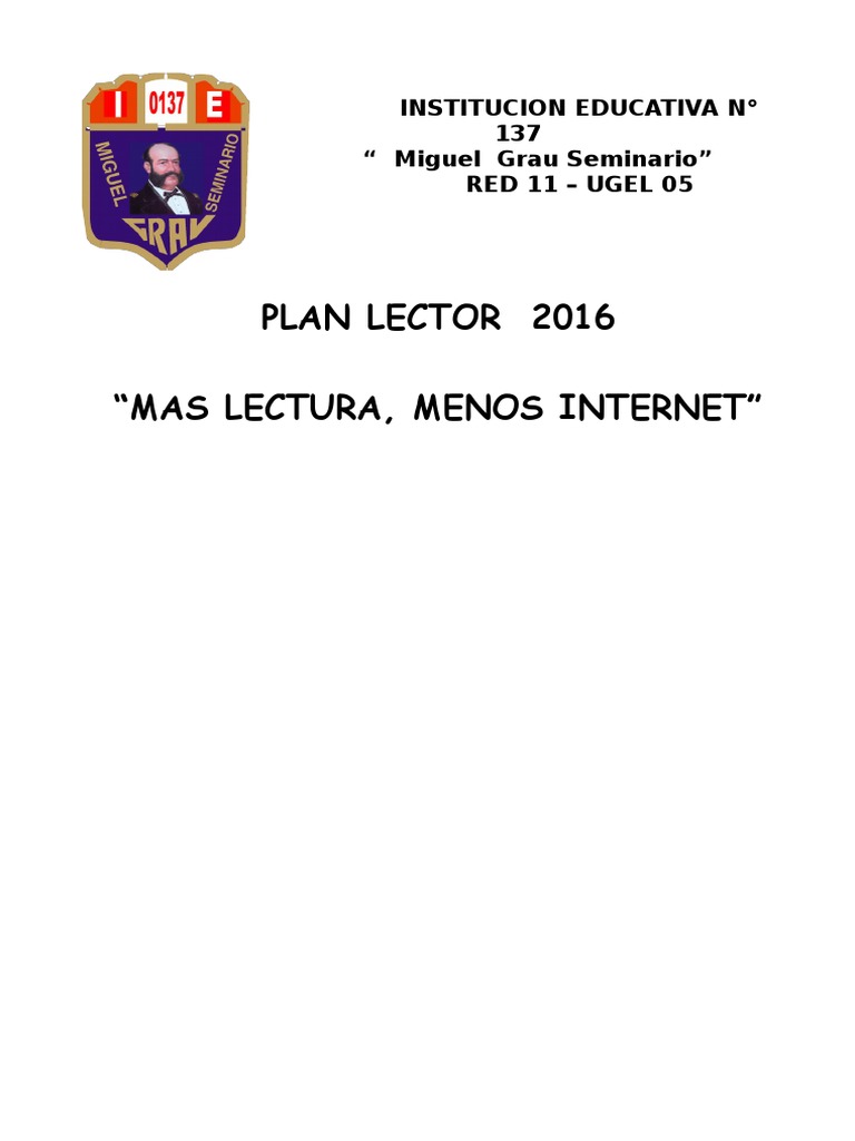 Plan Lector 2016 | PDF | Lectura (proceso) | Comprensión lectora