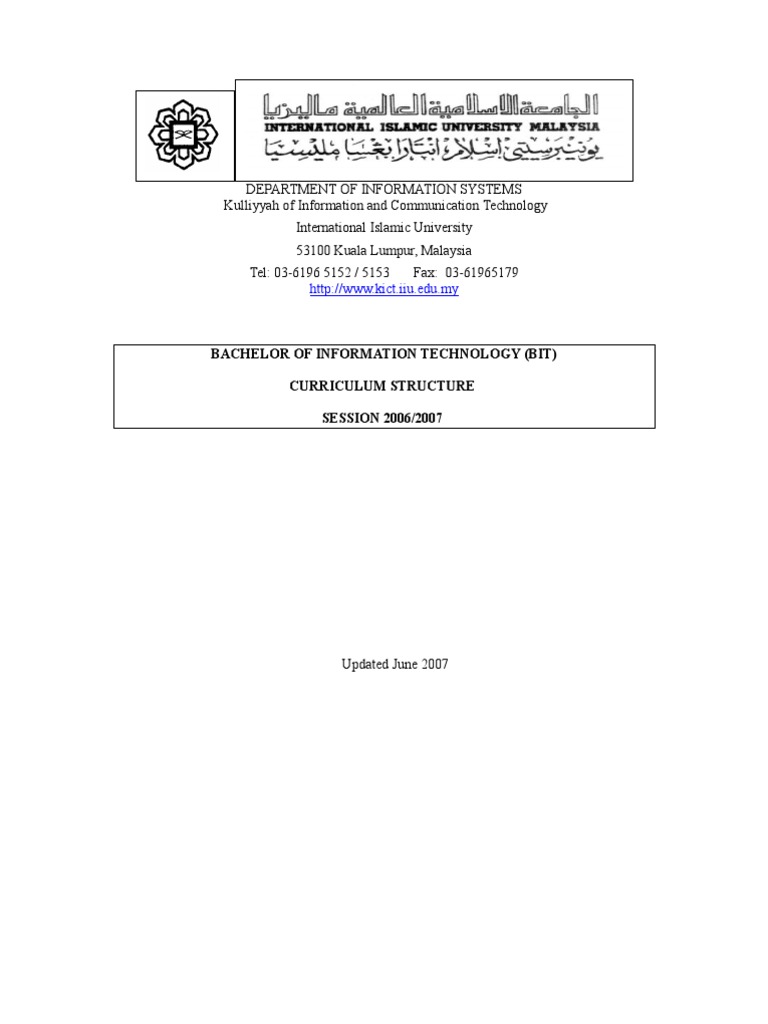 Structure of (BIT) at IIUM | Download Free PDF | Computer Programming ...