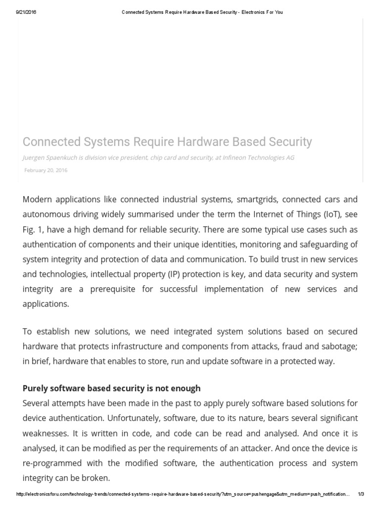 Connected Systems Require Hardware Based Security - Electronics For You ...