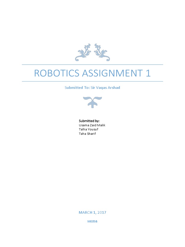 Robotics Assignment 1: Submitted To: Sir Vaqas Arshad | PDF | Systems ...
