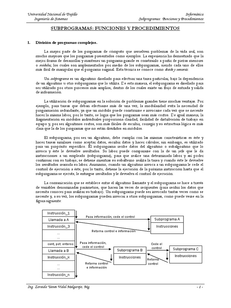 11-12 Subprogramas Funciones y Procedimientos | PDF | Programa de computadora | Programación