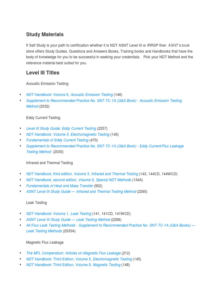 Study Materials Level 3 | PDF | Nondestructive Testing | Radiography