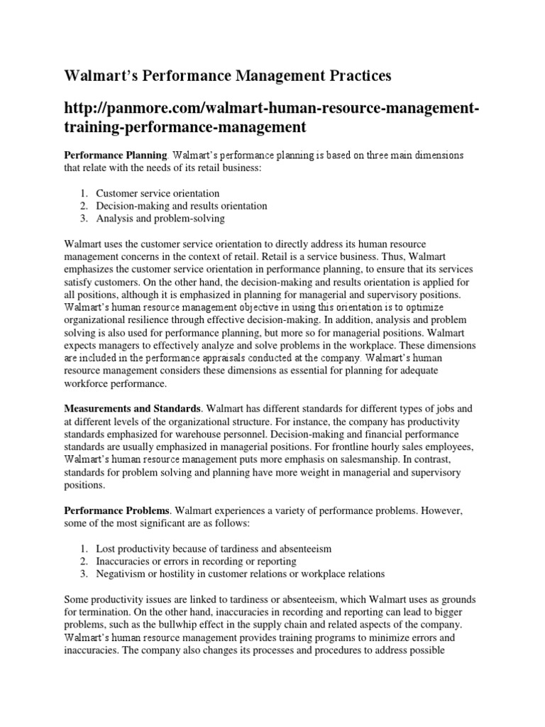 Walmart | PDF | Performance Management | Performance Appraisal