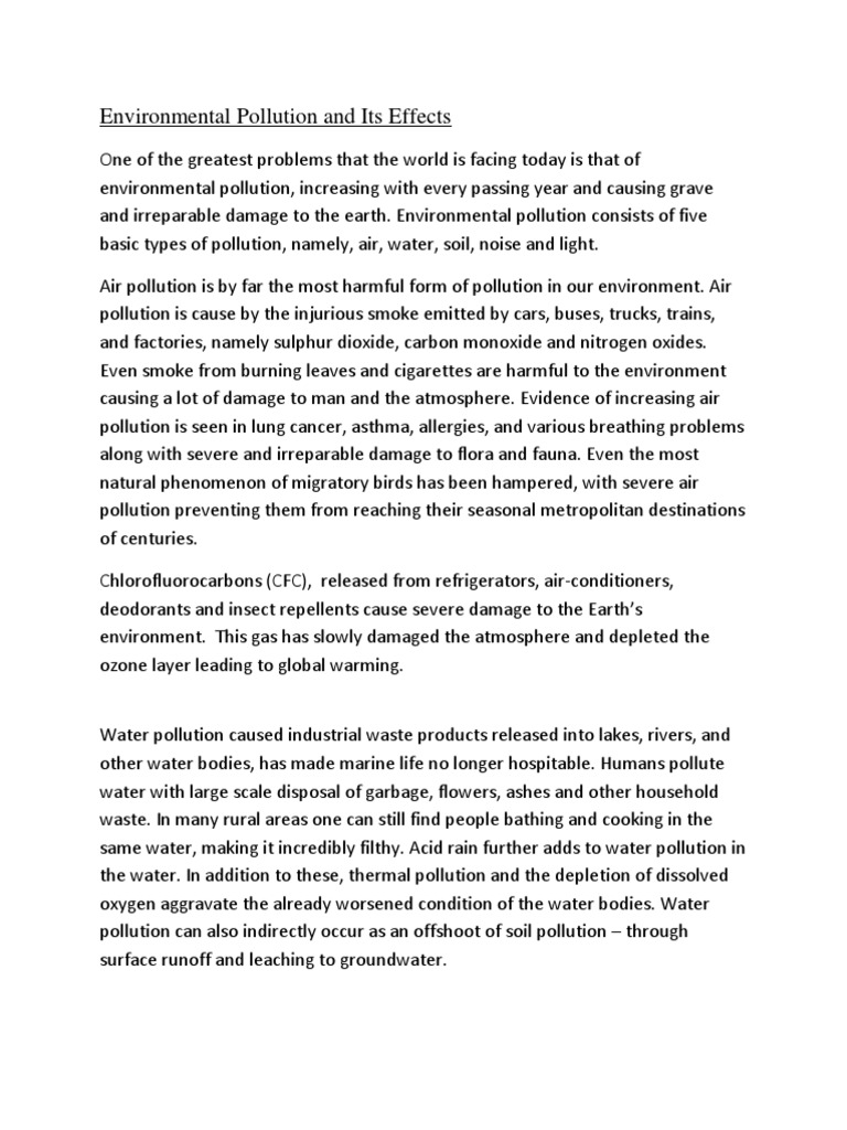 Environmental Pollution and Its Effects | PDF | Air Pollution ...