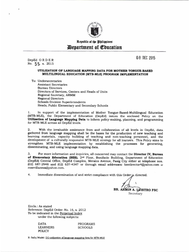 DepED Order No.55 s.2015 | PDF