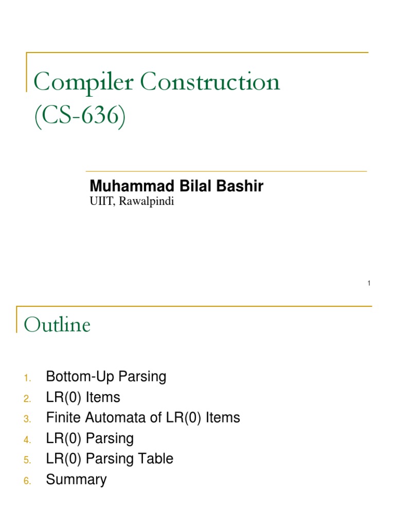 Compiler Construction (CS-636) : Muhammad Bilal Bashir | PDF | Parsing ...