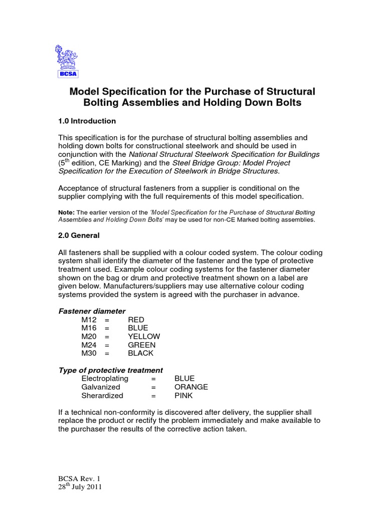 Structural Bolting Spec Guide | PDF | Nut (Hardware) | Screw