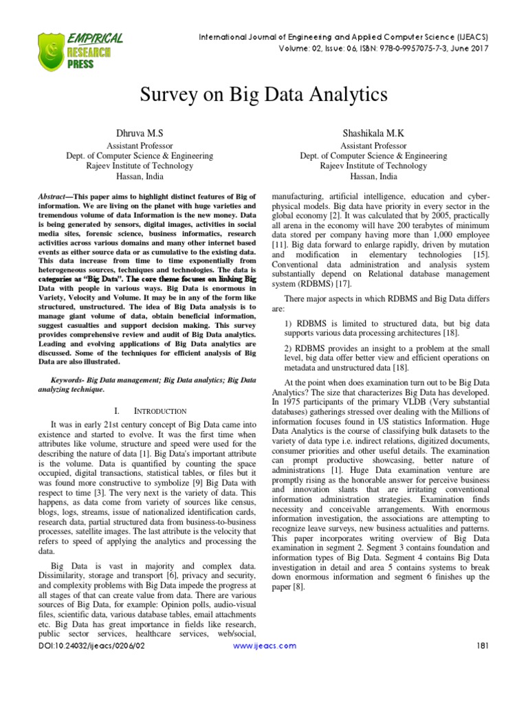 Survey On Big Data Analytics | PDF | Big Data | Analytics