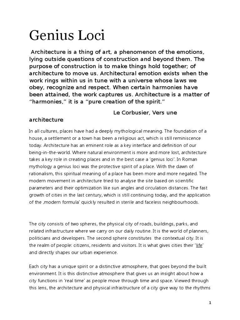 The Concept of Genius Loci | PDF | Sustainability | Natural Environment