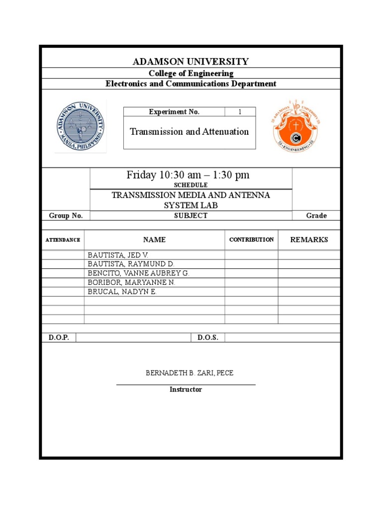Transmission and Attenuation Lab Report | PDF