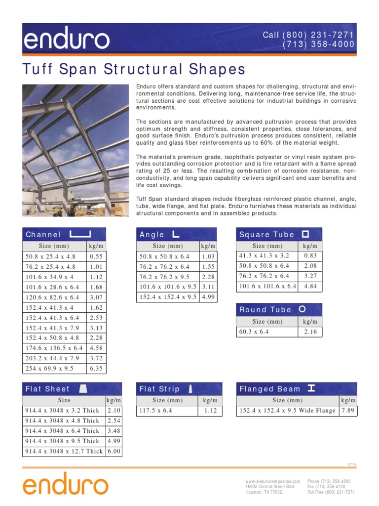 Enduro Tuff Span Standard Shapes Metric | PDF | Fiberglass | Structural ...