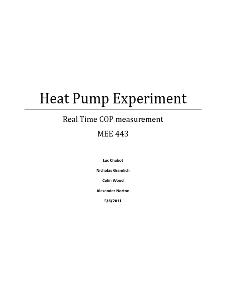 Heat Pump Experiment: Real Time COP Measurement MEE 443 | PDF | Heat ...
